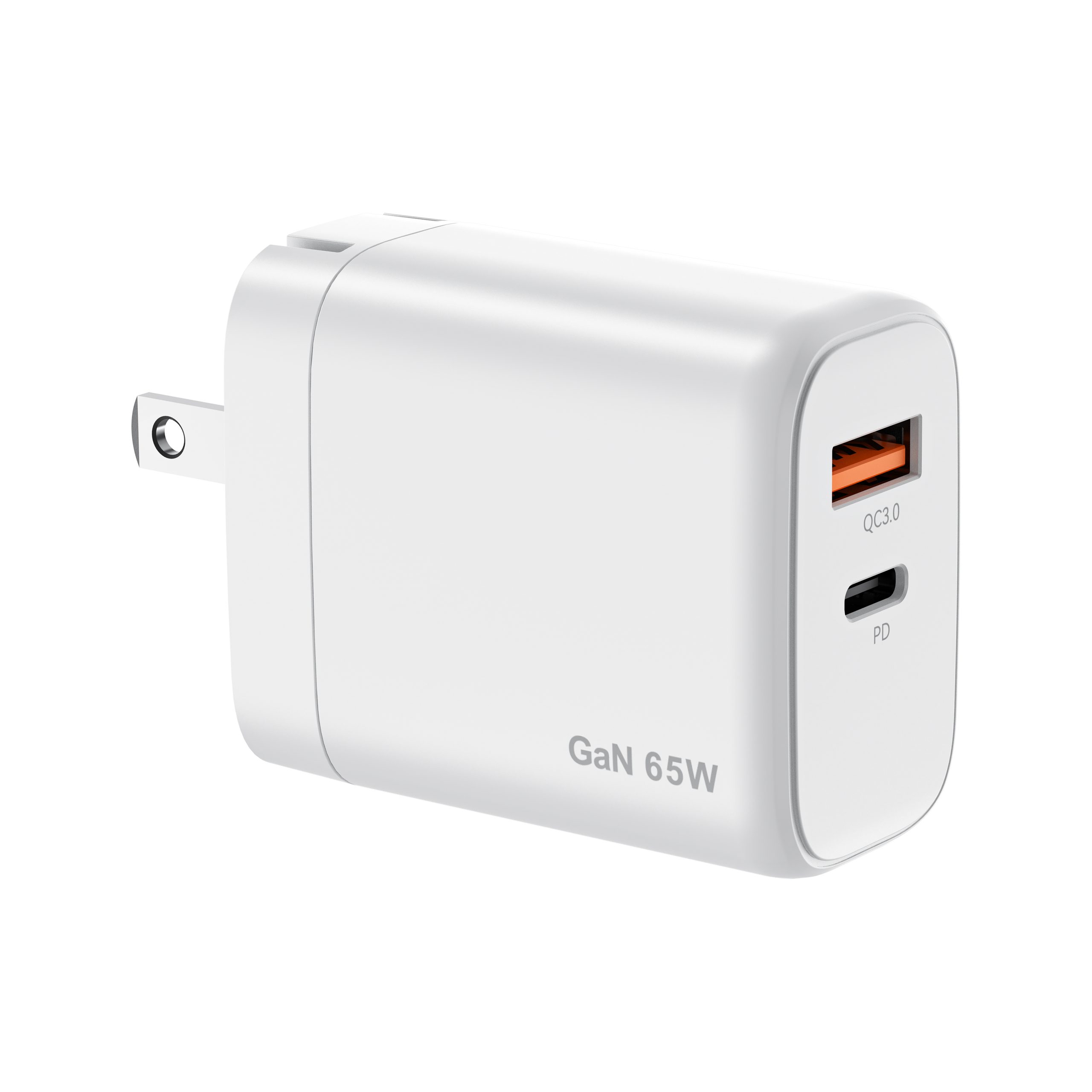 65W PD QC Dual Ports GaN charger with EU,US,UK, AU, KC, BR,AR plug ...
